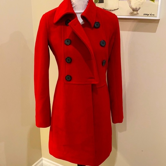 Jackets & Coats | B Moss Red Pea Coat Double Breasted | Poshmark
